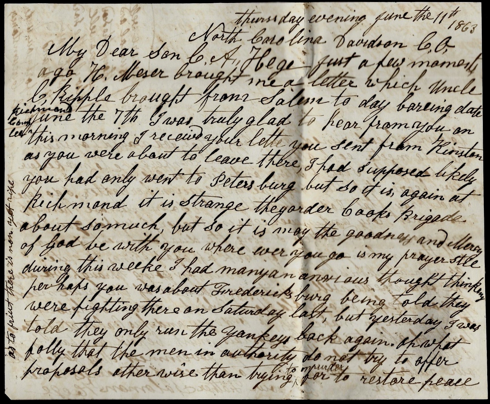 1863: Solomon Hege to Constantine Alexander Hege | Spared & Shared 20