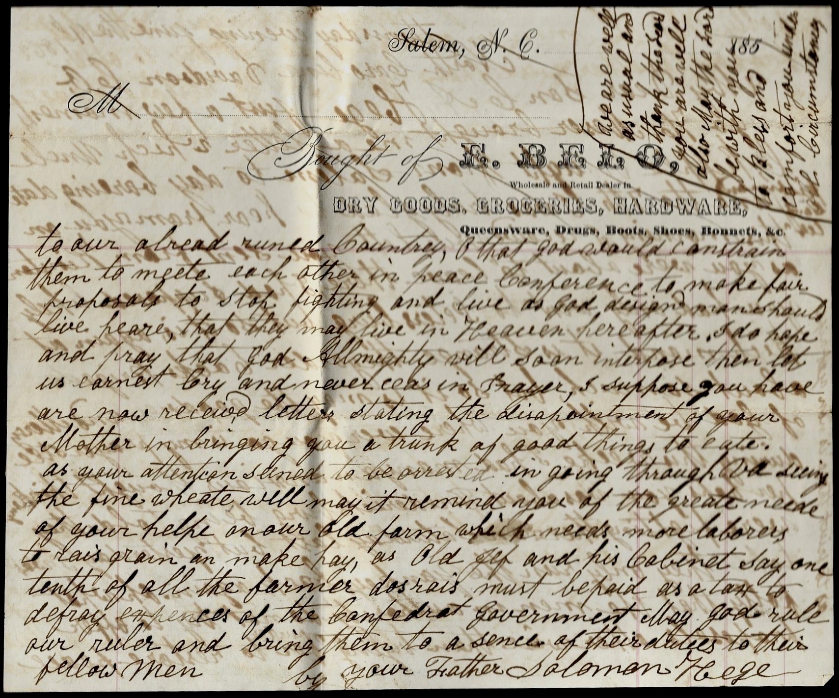 1863: Solomon Hege to Constantine Alexander Hege | Spared & Shared 20